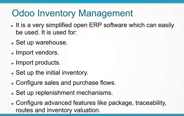 Odoo Inventory Management | PPT | Logistics | Business