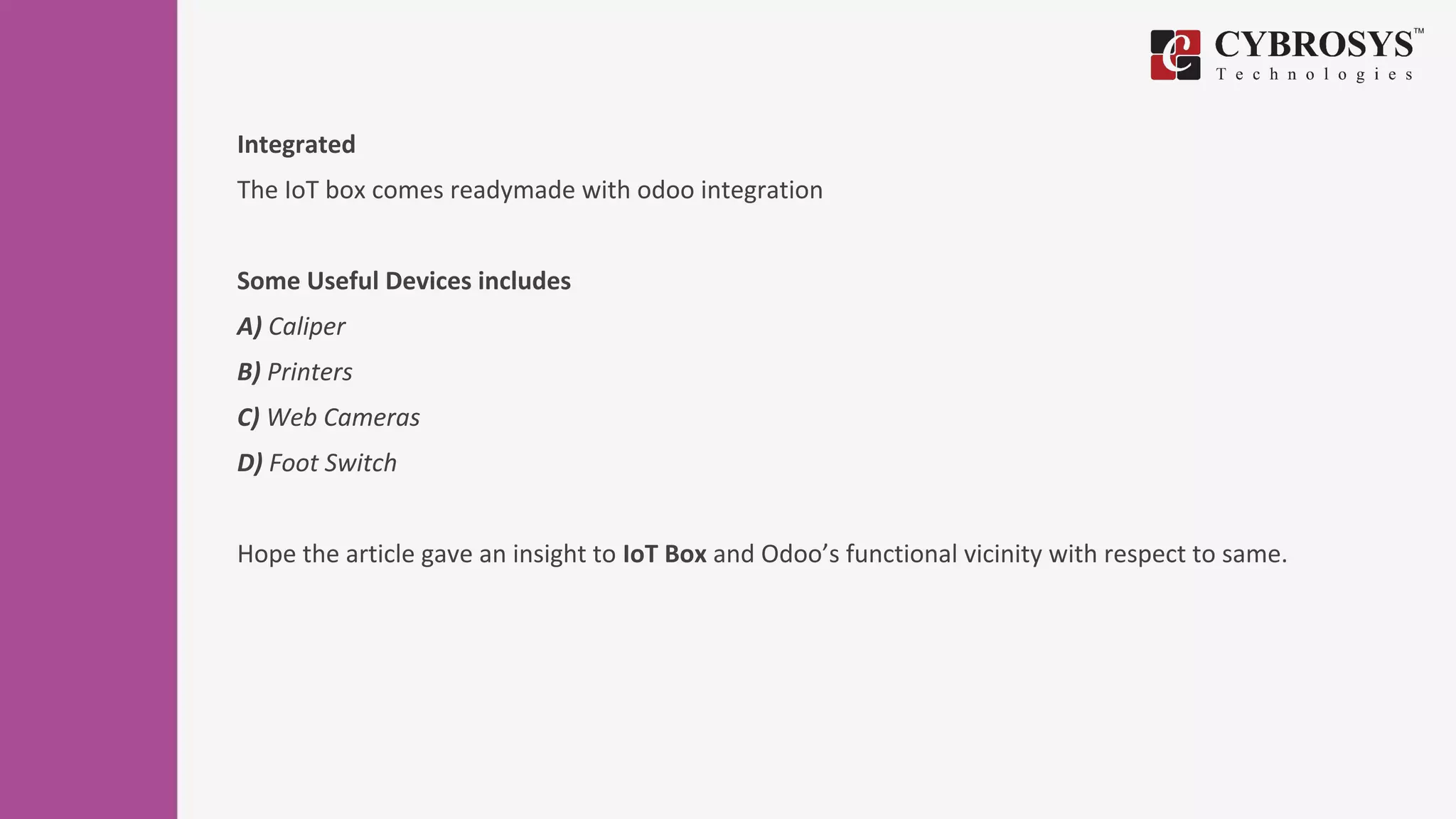 Odoo iot box integration | PDF