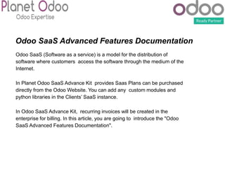 Odoo saa s advanced features documentation converted | PPT