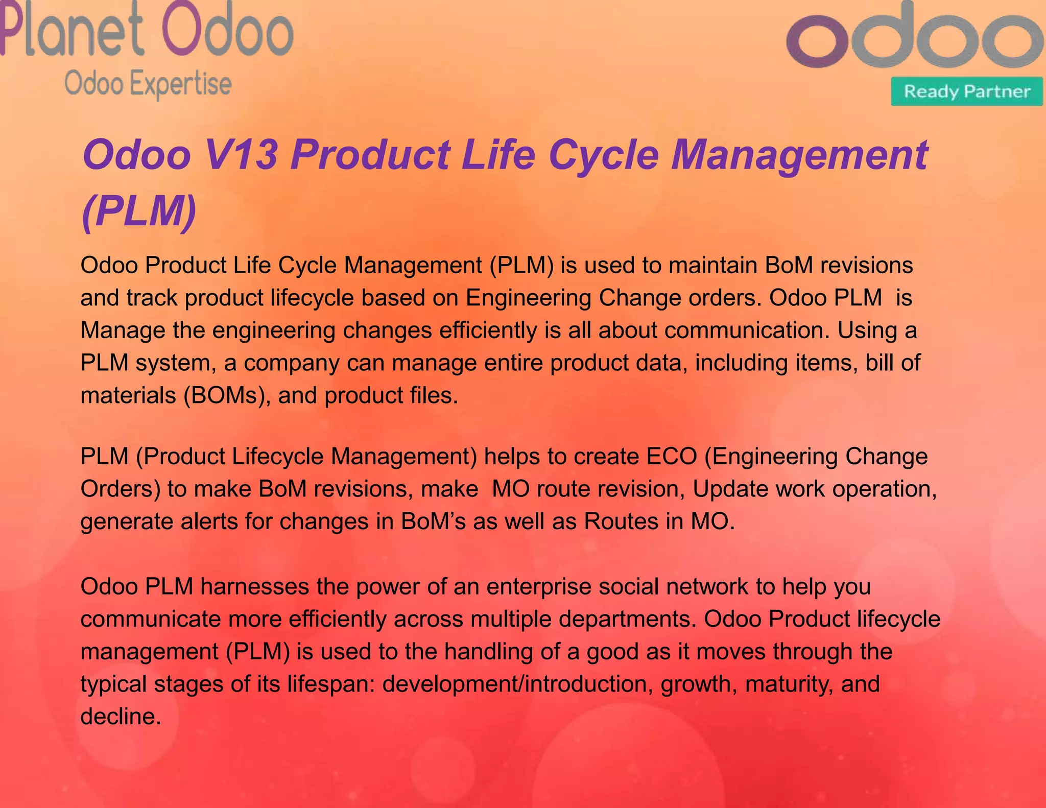 Odoo v13 product life cycle management (plm) | PPT
