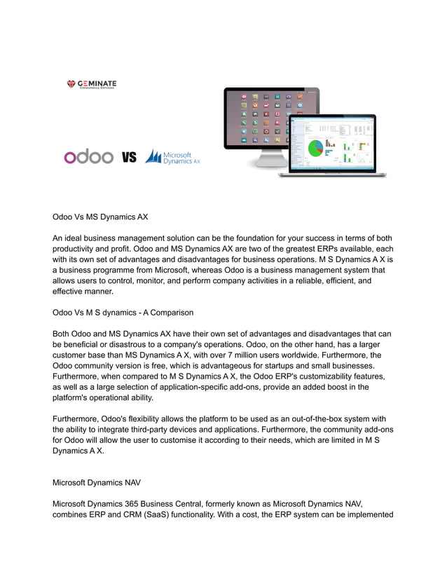 Odoo vs ms dynamics ax | PDF