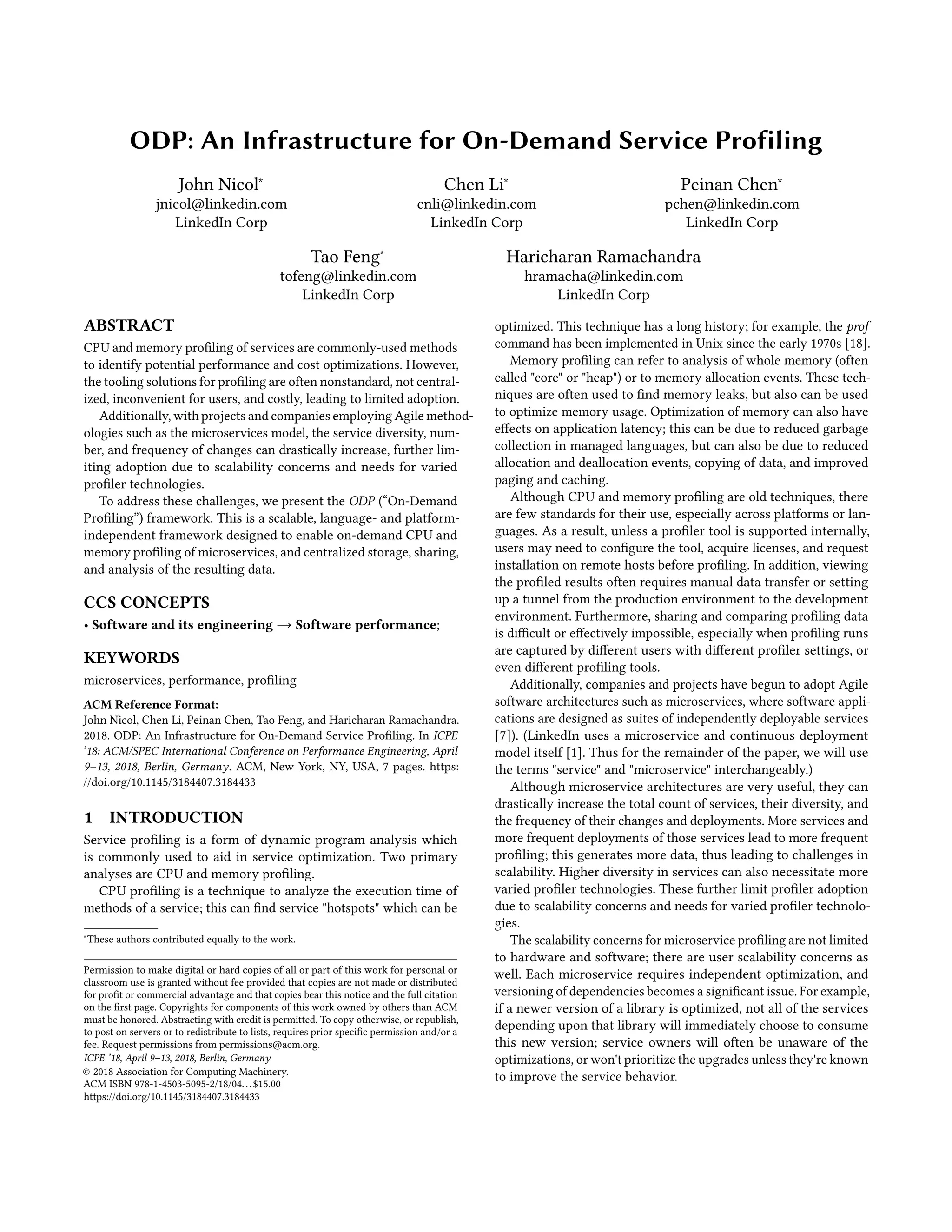 Odp - On demand profiler (ICPE 2018) | PDF