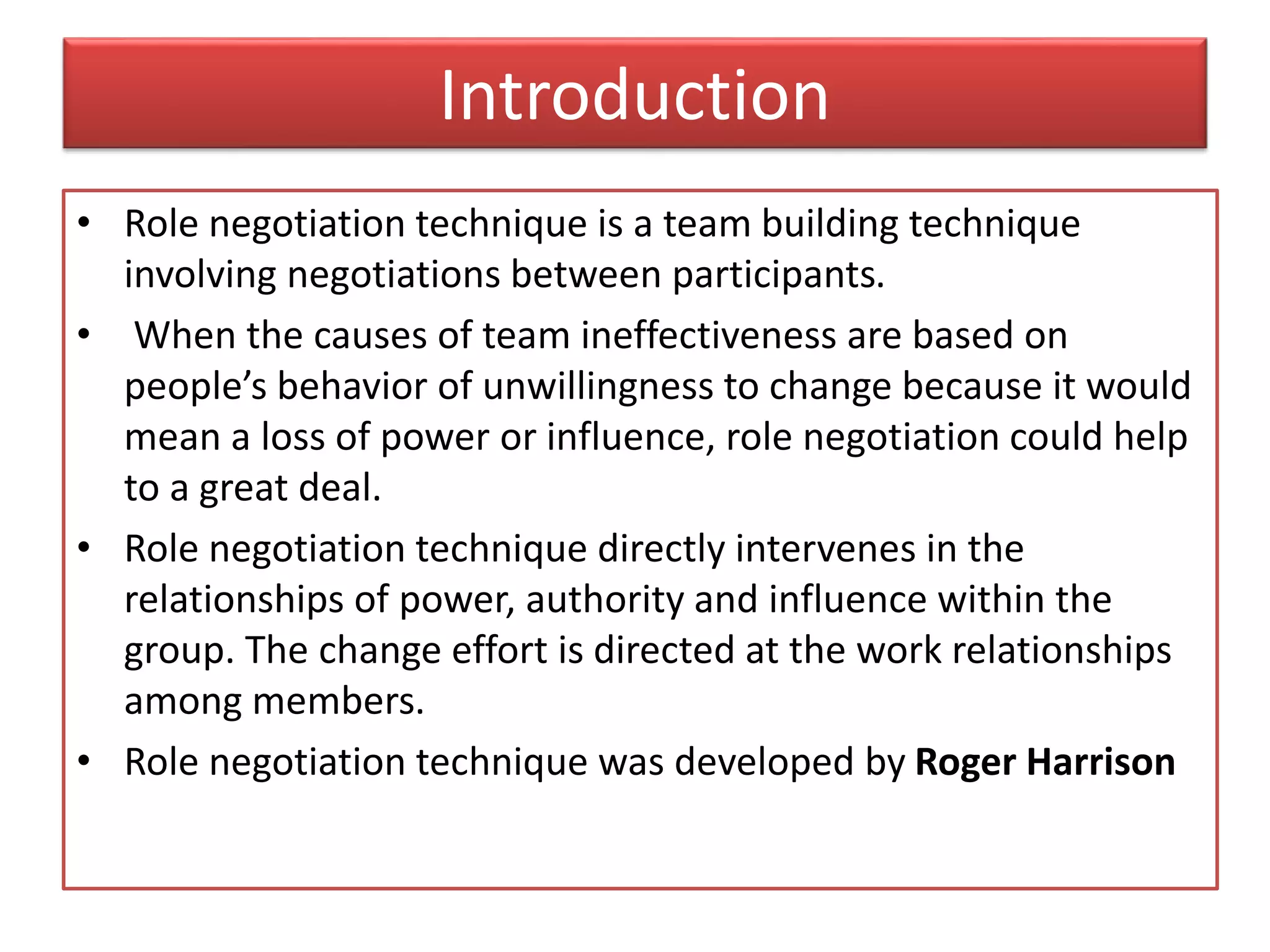 Role negotiation technique - Organisational development | PPTX