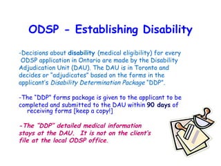 ODSP Disability Determination and Application Slideshare version | PPT | Government Support and ...