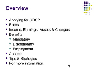 Ontario Disability Support Program (ODSP) - Know Your Benefits | PPT