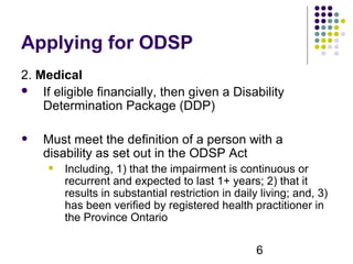 Ontario Disability Support Program (ODSP) - Know Your Benefits | PPT