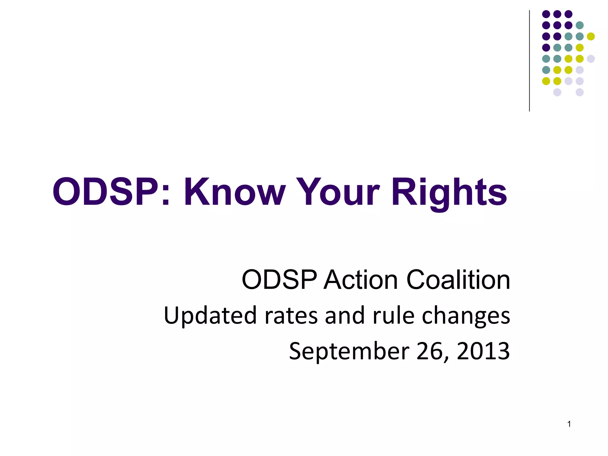 ODSP: Know Your Benefits, Rights and Responsibilities | PDF
