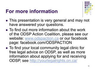 ODSP: Know Your Benefits, Rights and Responsibilities | PDF