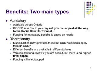 ODSP: Know Your Benefits, Rights and Responsibilities | PDF