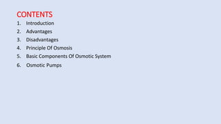 Osmotic Drug Delivery System and basic components of Osmotic system | PDF