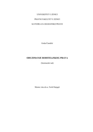 Oduzimanje roditeljskog prava ij | DOC