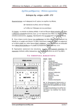 Οδύσσεια α γυμνασίου , ενότητες 1,2,3 , στίχοι α 1 - 173 | PDF
