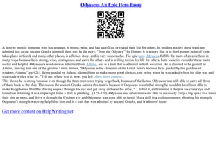 Odysseus As An Epic Hero | PPT