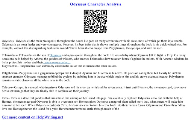 Odysseus Character Analysis | PDF