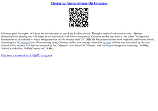Odysseus Character Analysis | PDF