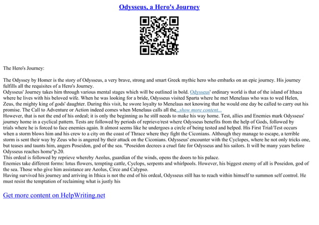 Odysseus Character Analysis | PDF