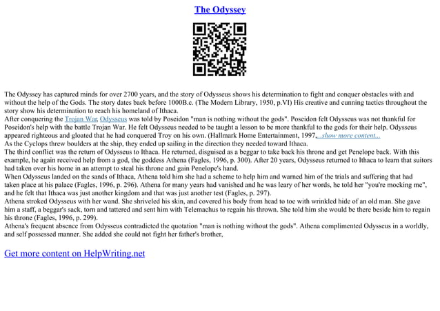 Odysseus Character Analysis | PDF