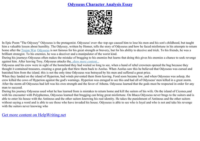 Odysseus Character Analysis | PDF