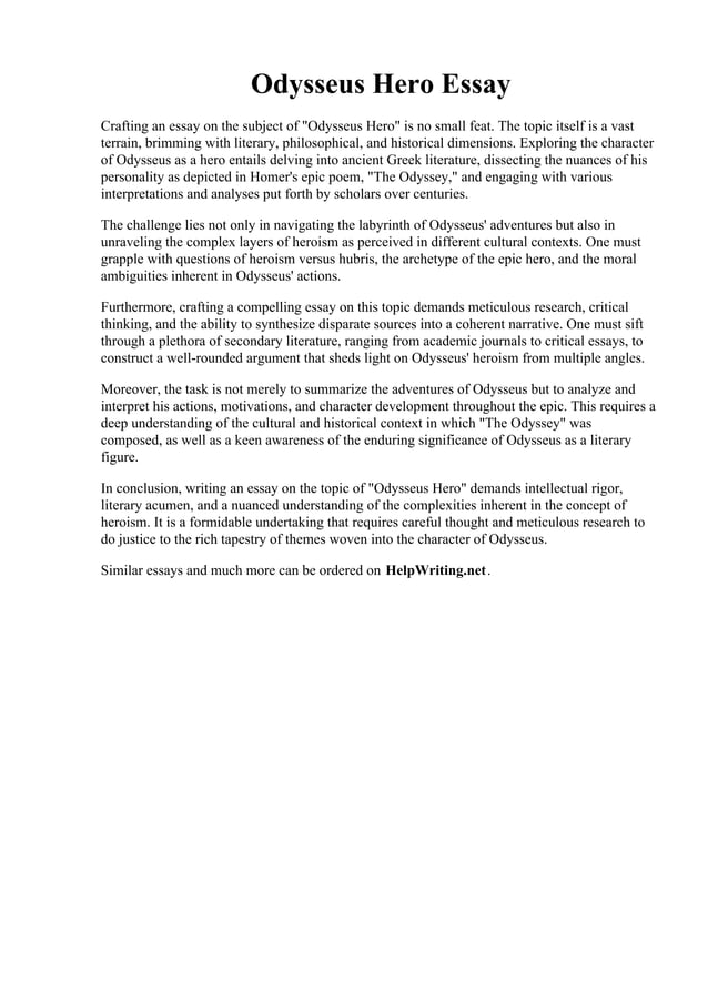 Odysseus Hero Essay. Odysseus Epic Hero Traits Essay Example for Free ...