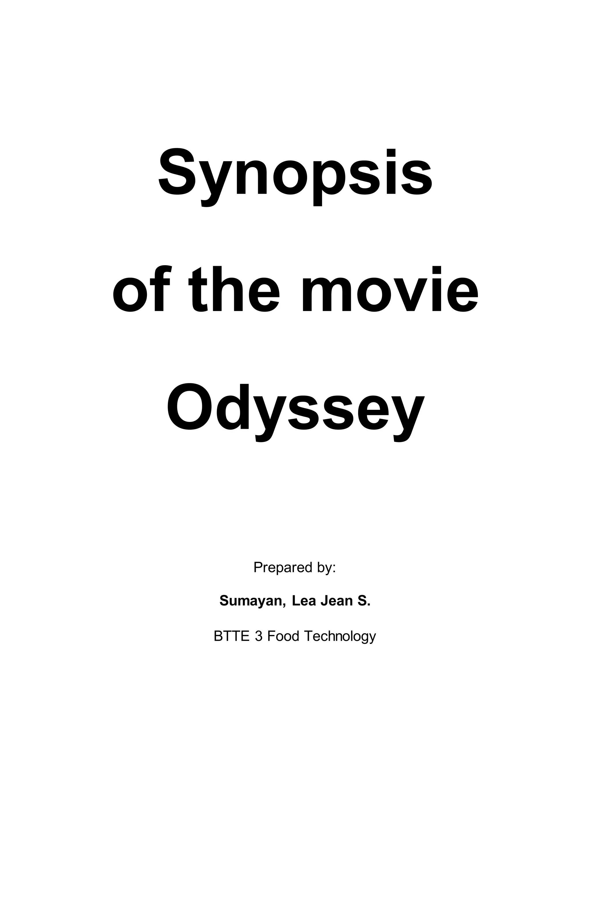 Synopsis of the Movie Odyssey | DOCX