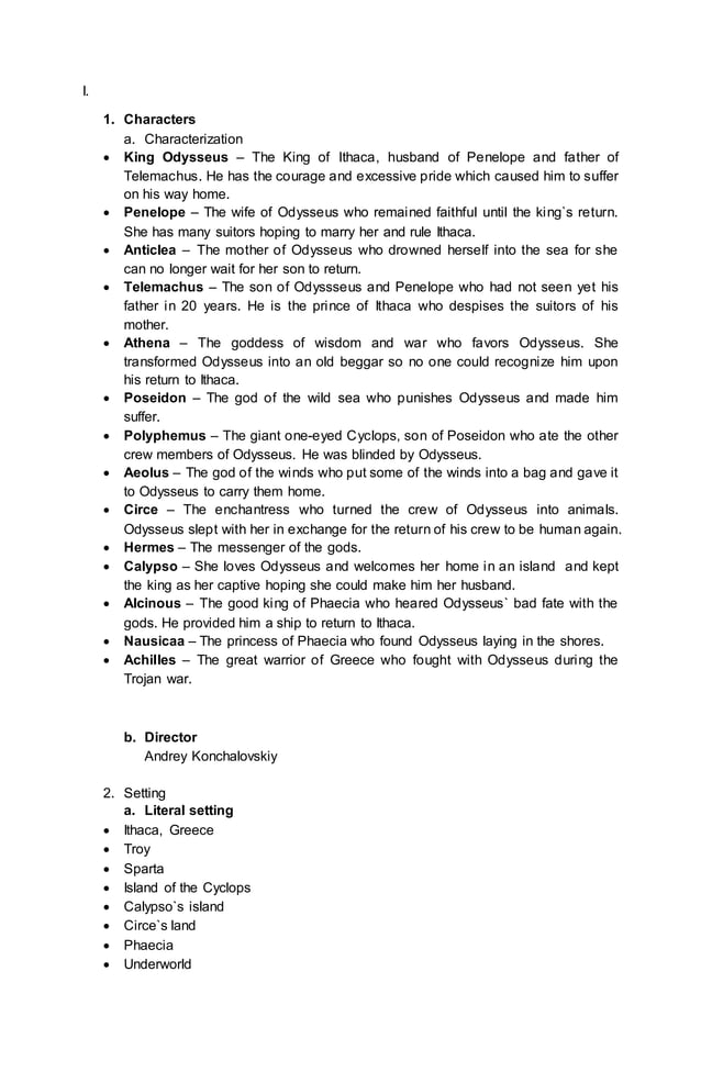 Synopsis of the Movie Odyssey | DOCX