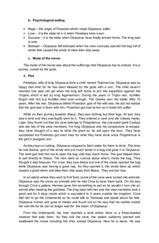 Synopsis of the Movie Odyssey | DOCX