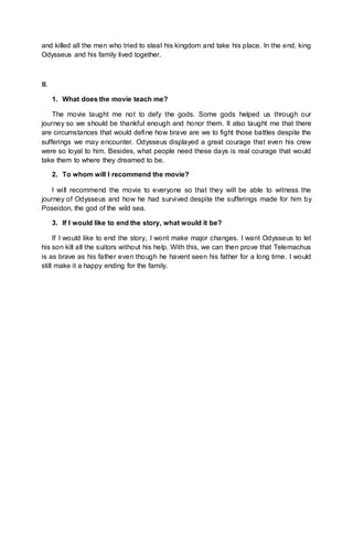 Synopsis of the Movie Odyssey | DOCX