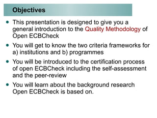 Oecbcheck Quality Method Screencast | PPT