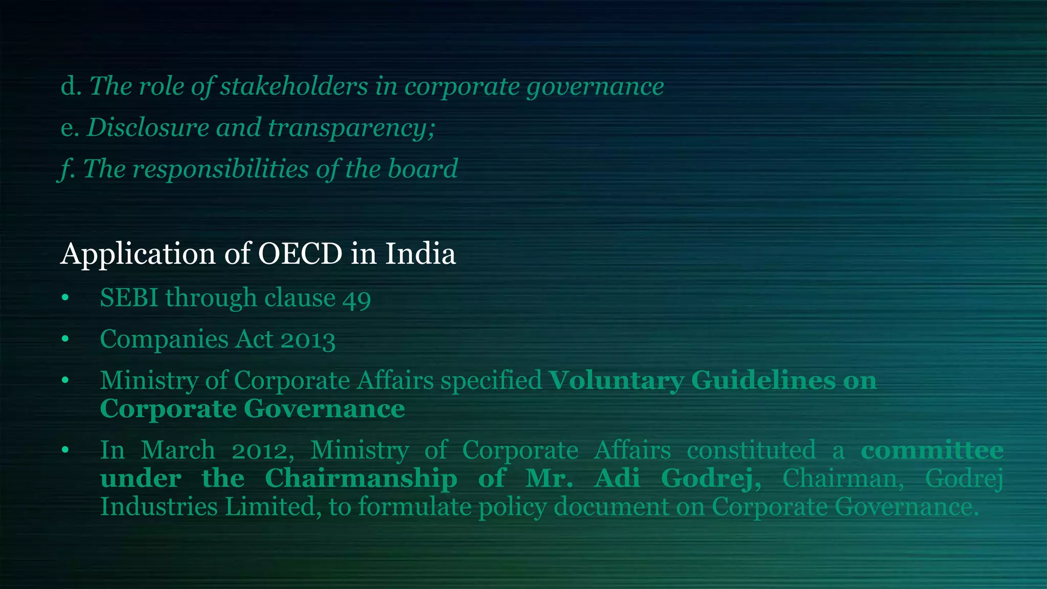 OECD Principles Of Corporate Governance in India | PPTX
