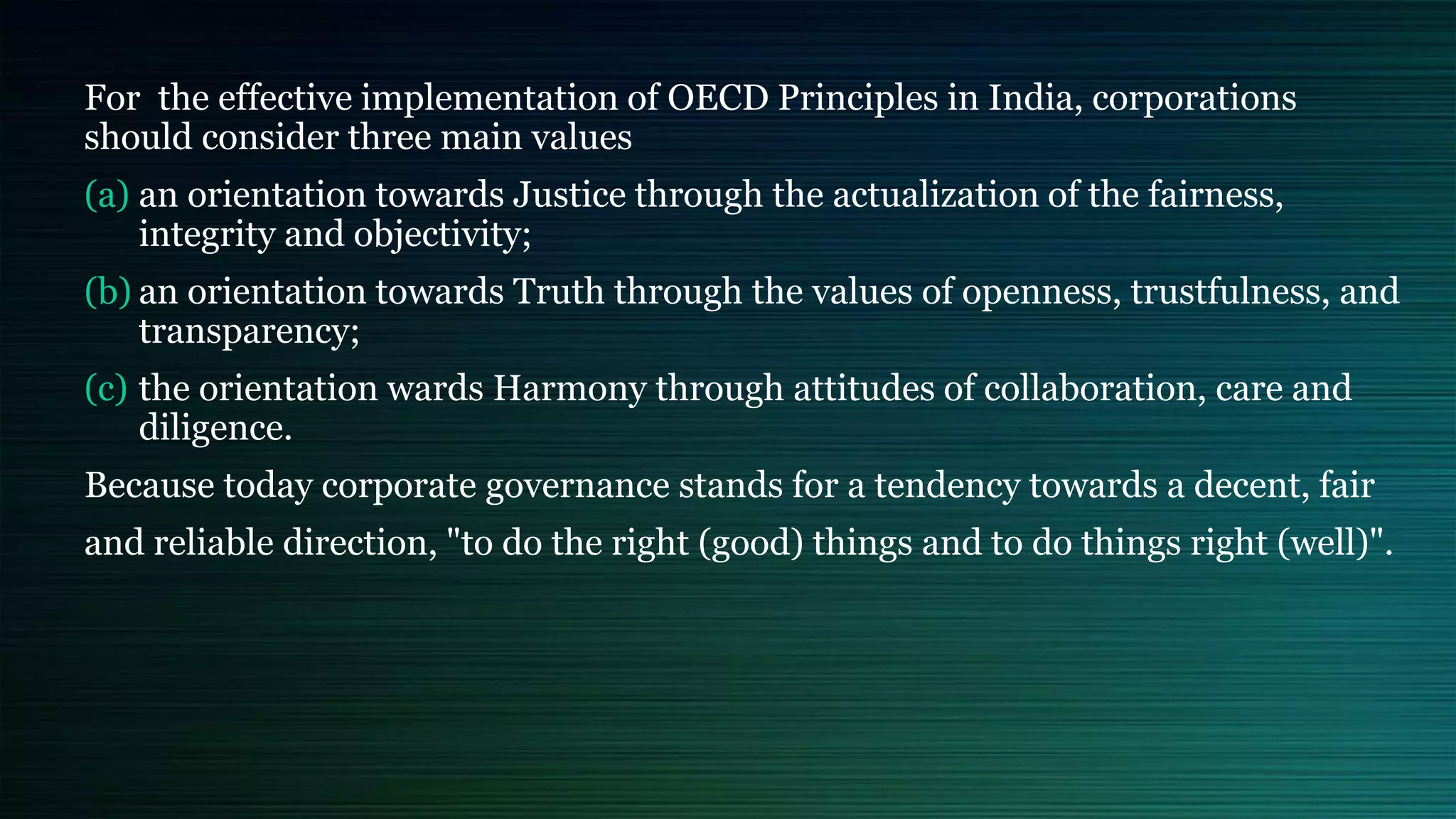 OECD Principles Of Corporate Governance in India | PPTX