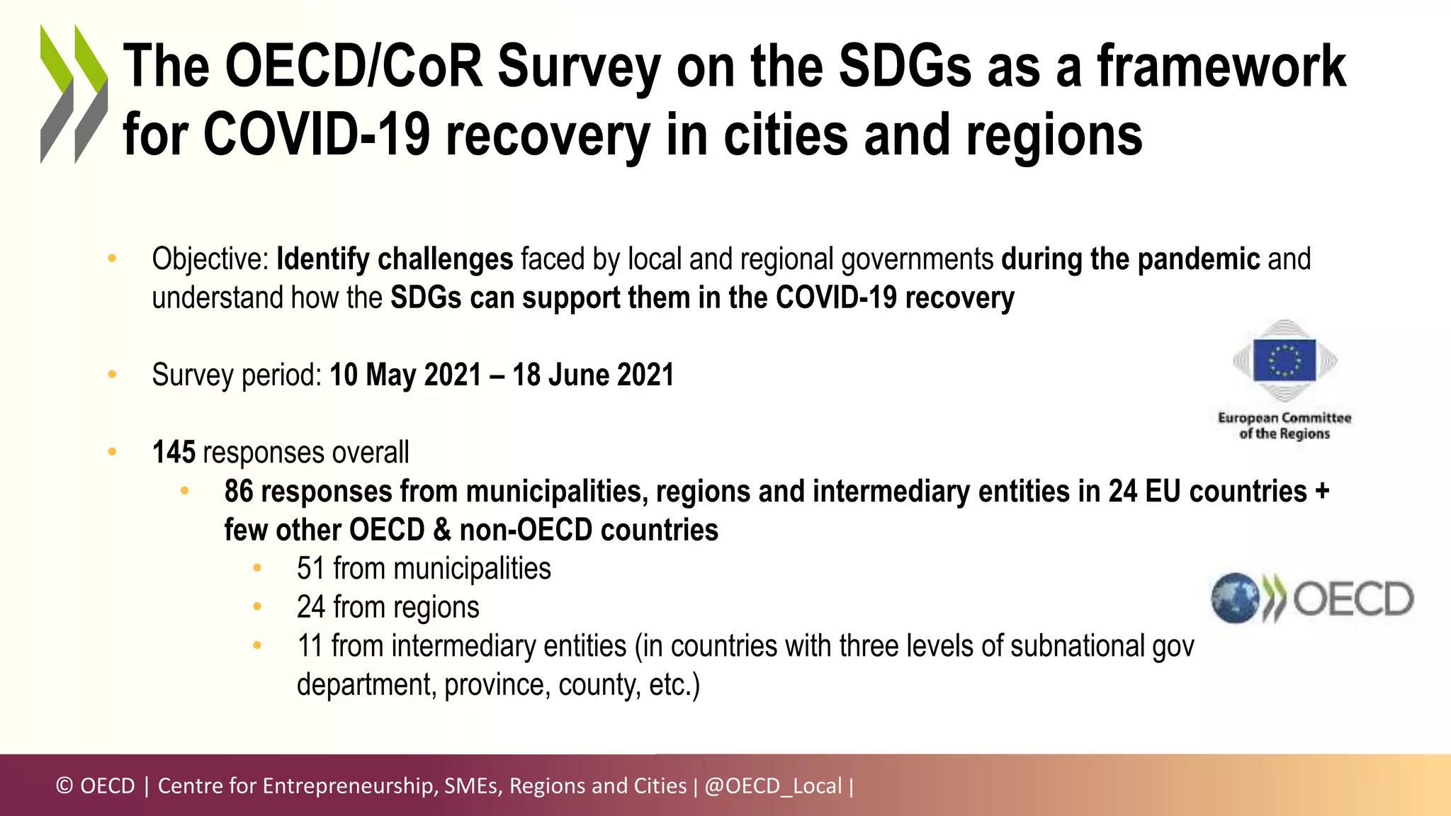 SDGs as a Framework for Covid-19 Recovery in Cities and Regions - A CoR/OECD survey | PPT