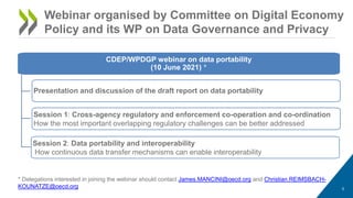 Data Portability and Interoperability – OECD DIGITAL ECONOMY POLICY DIVISION – June 2021 OECD ...