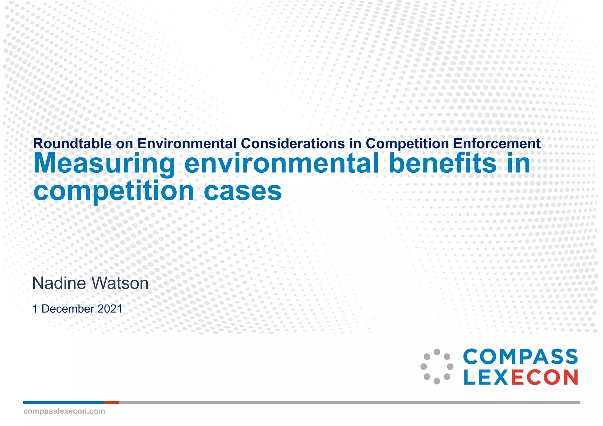 Environmental Considerations – WATSON – December 2021 OECD discussion | PPT
