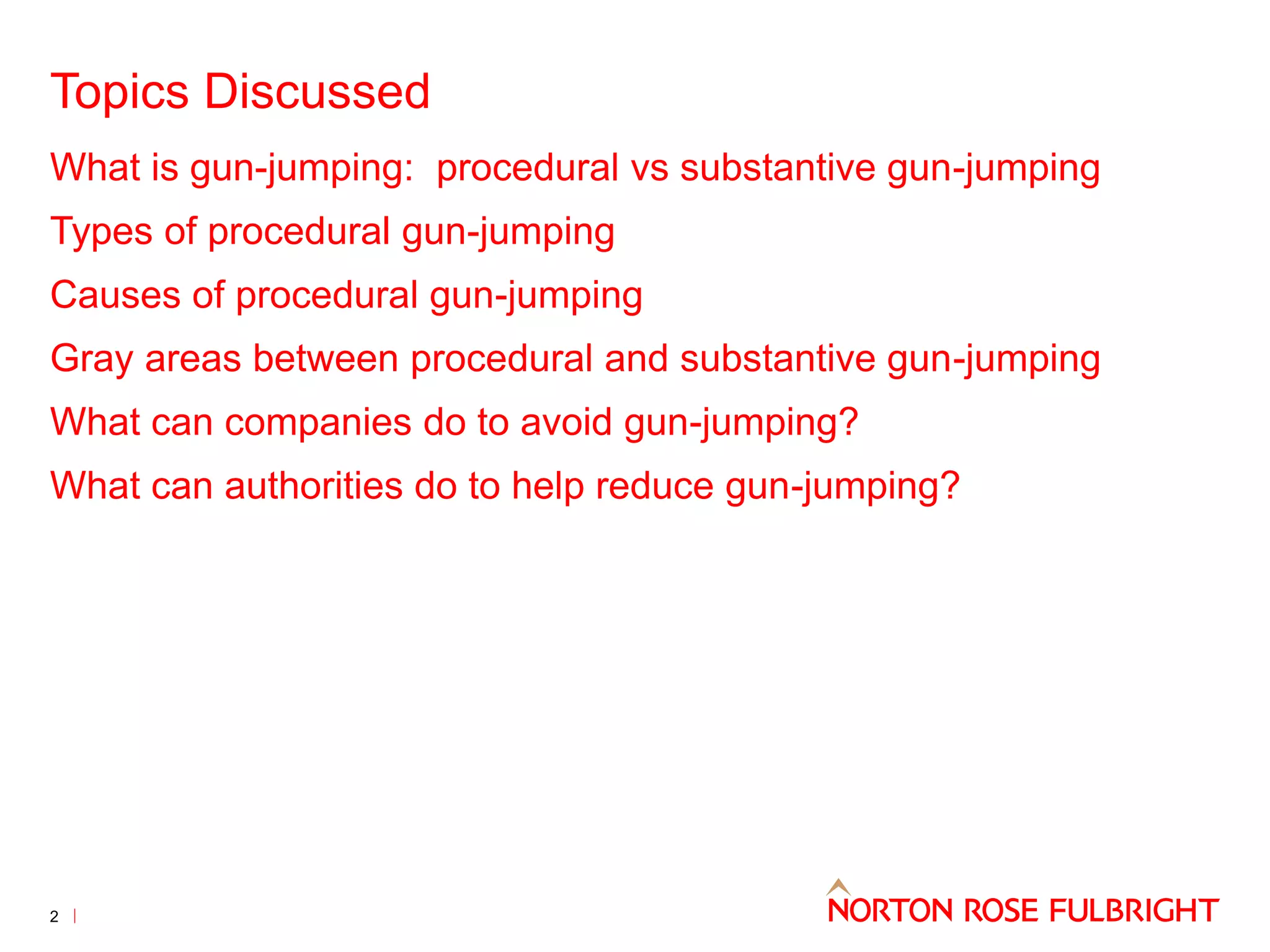 Gun Jumping – MODRALL – November 2018 OECD discussion | PDF