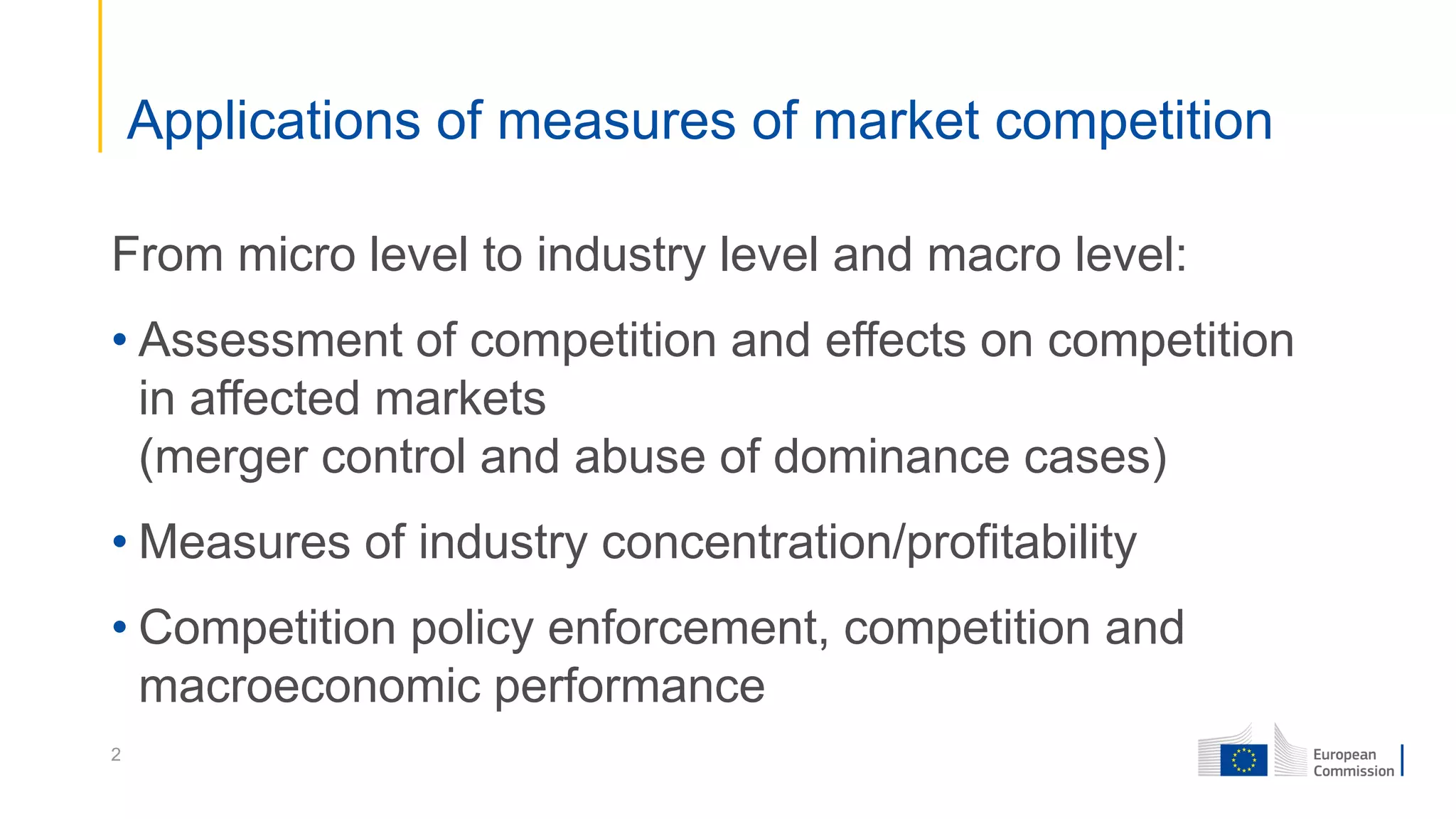 Methodologies to Measure Market Competition – EUROPEAN COMMISSION ...