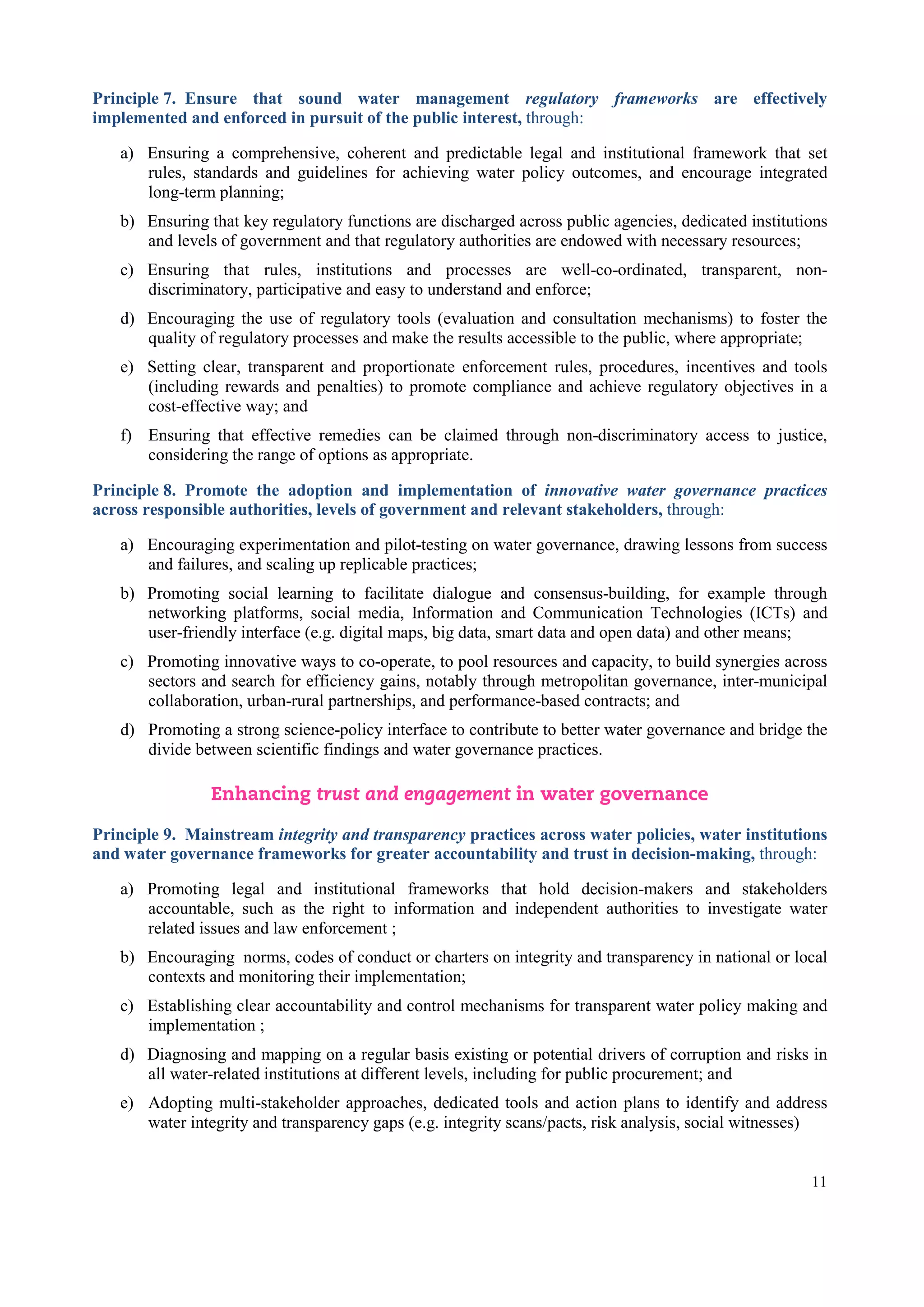 OECD Principles on Water Governance | PDF