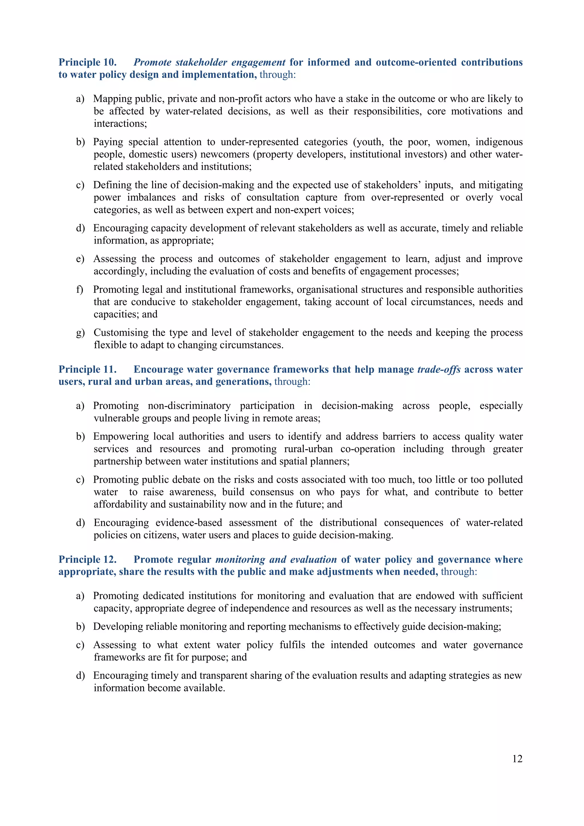 OECD Principles on Water Governance | PDF