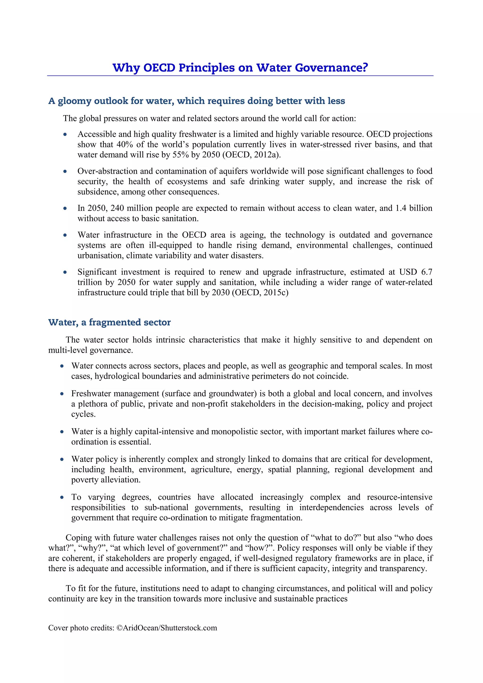 OECD Principles on Water Governance | PDF