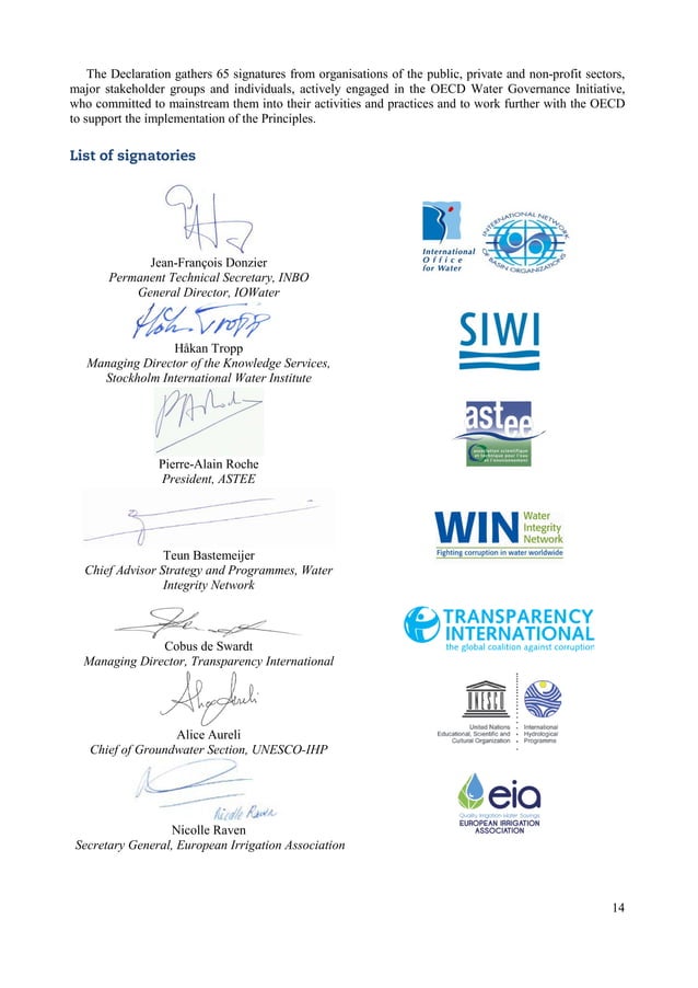 OECD Principles on Water Governance | PDF | Water Services | Home Utilities