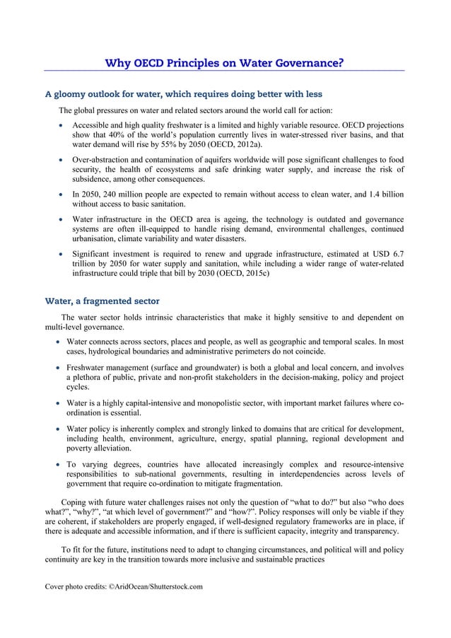 OECD Principles on Water Governance | PDF | Water Services | Home Utilities