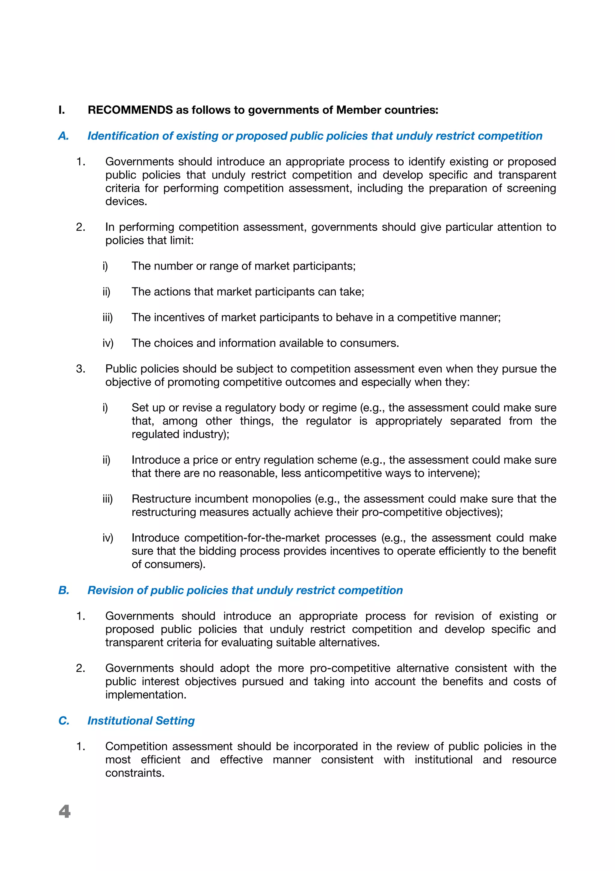 Competition Assessment: 2009 OECD Recommendation of the Council | PDF