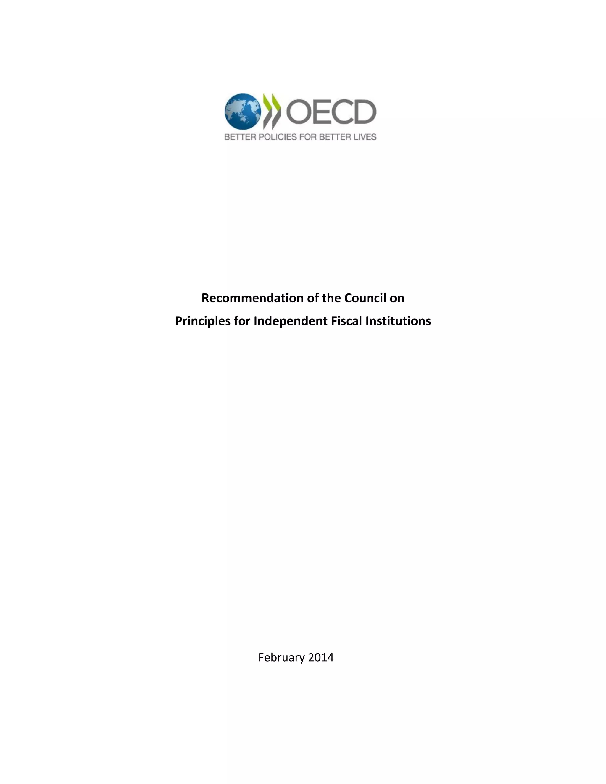 OECD Recommendation on Principles for Independent Fiscal Institutions | PDF