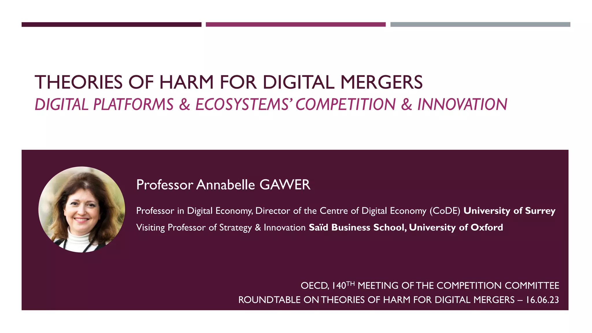Theories of Harm for Digital Mergers – Annabelle Gawer – June 2023 OECD discussion | PDF