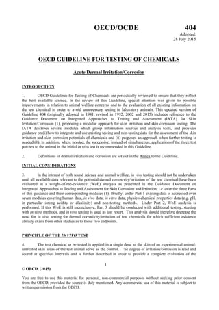 OECD 404 DI.pdf for the dermal irritation | PDF
