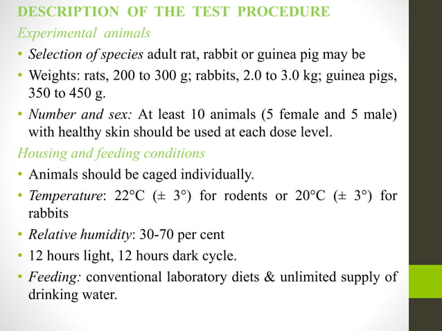 Oecd acute,subacte, sub chronic dermal toxicity studies(402, 410, 411 ...