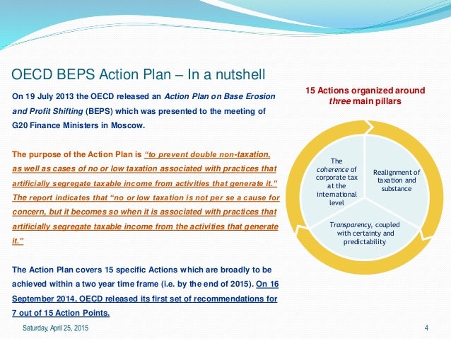 B E P S Action Plan - released by OECD B E P S Action Plan - released by OECD