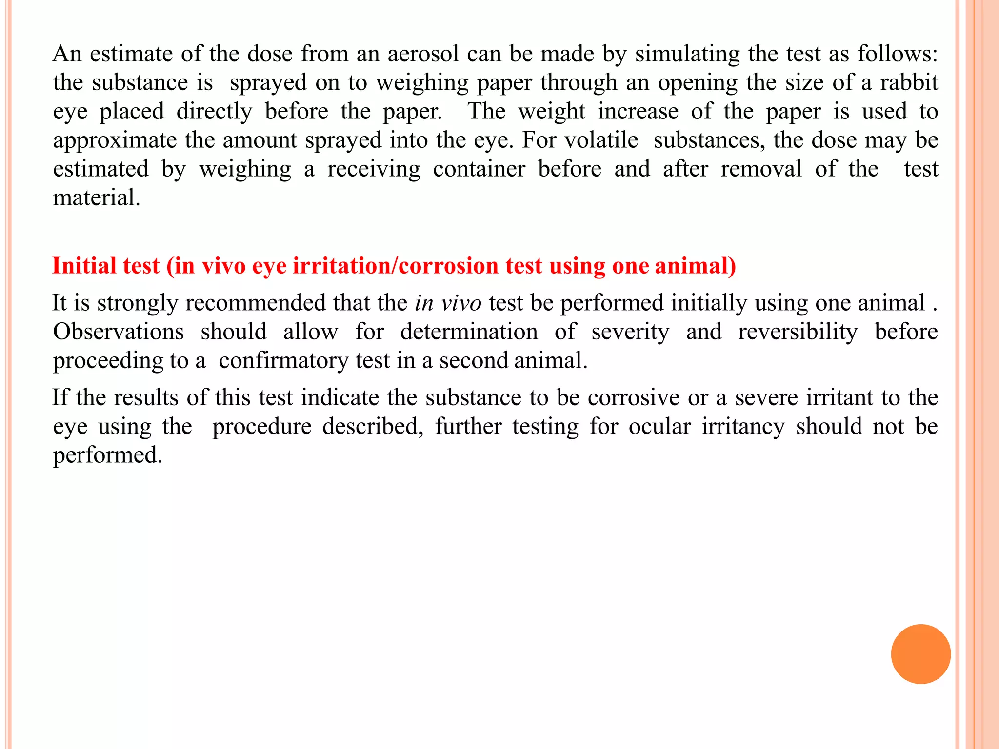 Acute eye irritation test as per OECD guidelines | PPTX