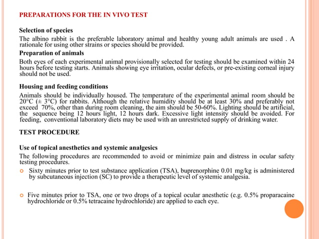 Acute eye irritation test as per OECD guidelines | PPTX