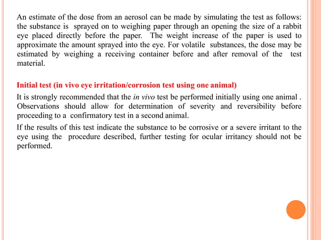 Acute eye irritation test as per OECD guidelines | PPTX