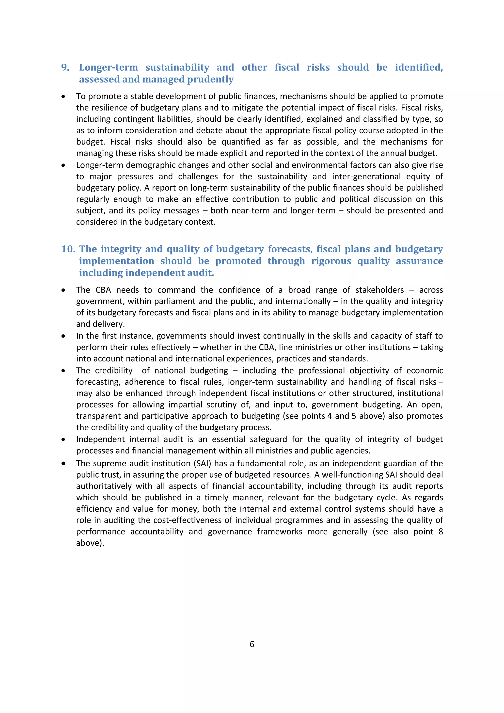 10 Principles of Budgetary Governance | PDF